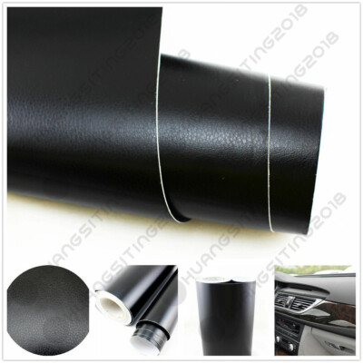 18"x 60" Black Car Interior 3D Imitation Leather Texture Dashboard ...