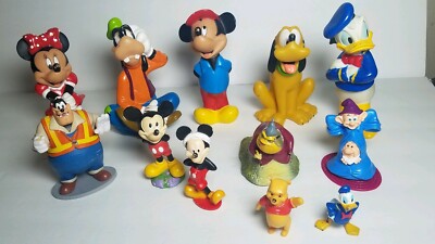Disney toy Figure Lot Mickey Mouse Donald Duck Pluto Goofy Dwarf Poo ...