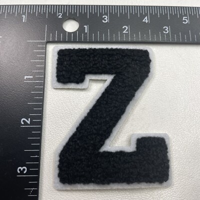 Just Over 3” Tall BLACK CHENILLE LETTER Z Patch “Z” Initial 00PY | eBay