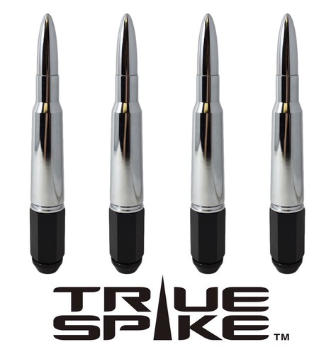 32 TRUE SPIKE 7.5 INCH 14X1.5 STEEL LUG NUTS W/ CHROME 50 CAL BULLET ...