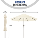 9 ft Outdoor Market 8 Steel Ribs Umbrella Poolside Table Sun Shade w ...