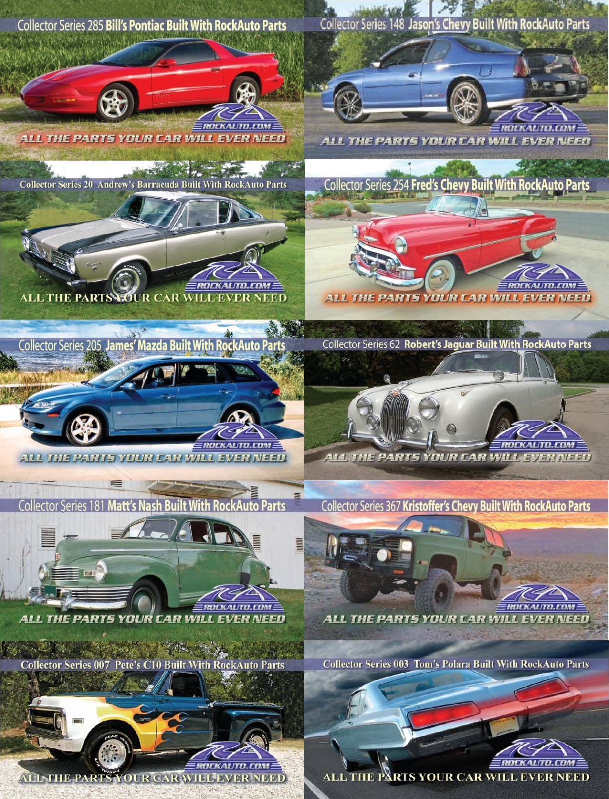 "10 PIECES" ROCKAUTO COLLECTOR SERIES CAR MAGNETS "NEW" | eBay