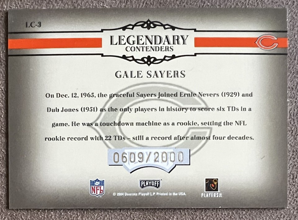 2004 Playoff Contenders Legendary #LC-3 Gale Sayers /2000 Chicago Bears ...
