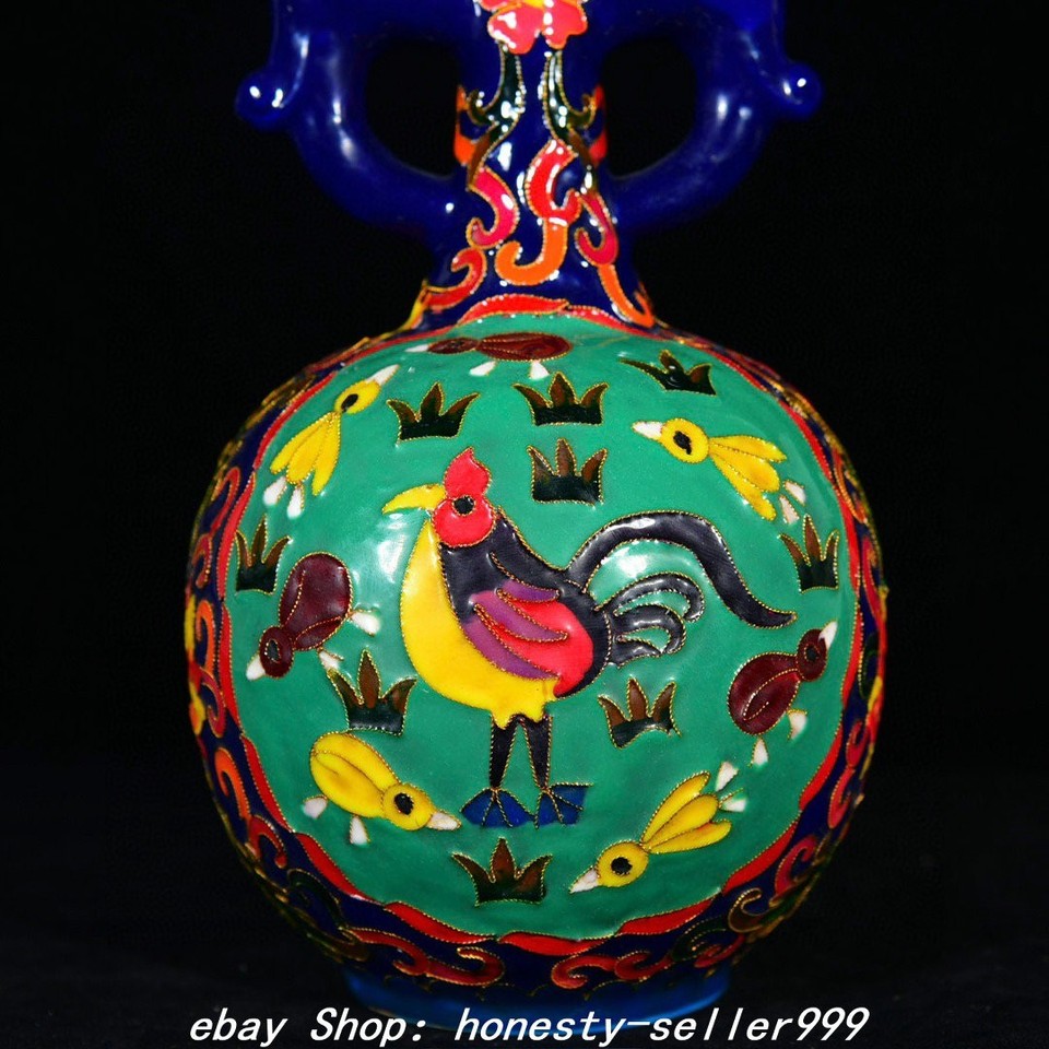 10.6''Old Dynasty Enamel Colour Porcelain Flower Pattern Double Ears ...