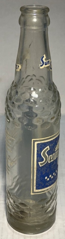 Vtg Sun Crest Soda Bottle 10 oz Embossed Pebble Design w/ Blue Label ...
