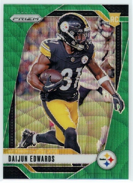 Daijun Edwards 2024 Panini Prizm #323 Rookie Pittsburgh Steelers Green ...