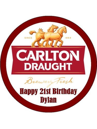 Carlton Draught Beer Edible Cake Topper Icing Birthday Cake Decoration ...