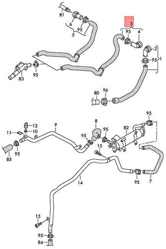 Genuine VW AUDI Tiguan Q3 Coolant Hose With Quick Release Coupling ...