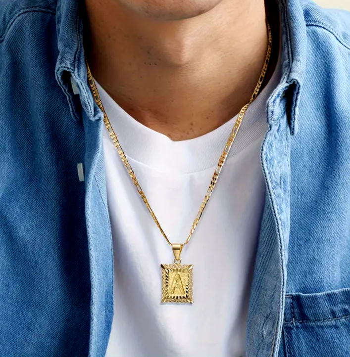 Gold Square Initial Necklace Zoë Chicco 14kt Gold Initial Letter