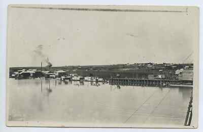 1925 RP POSTCARD MURRAY BRIDGE RAILWAY BRIDGE BUILD WHARF PADDLE ...