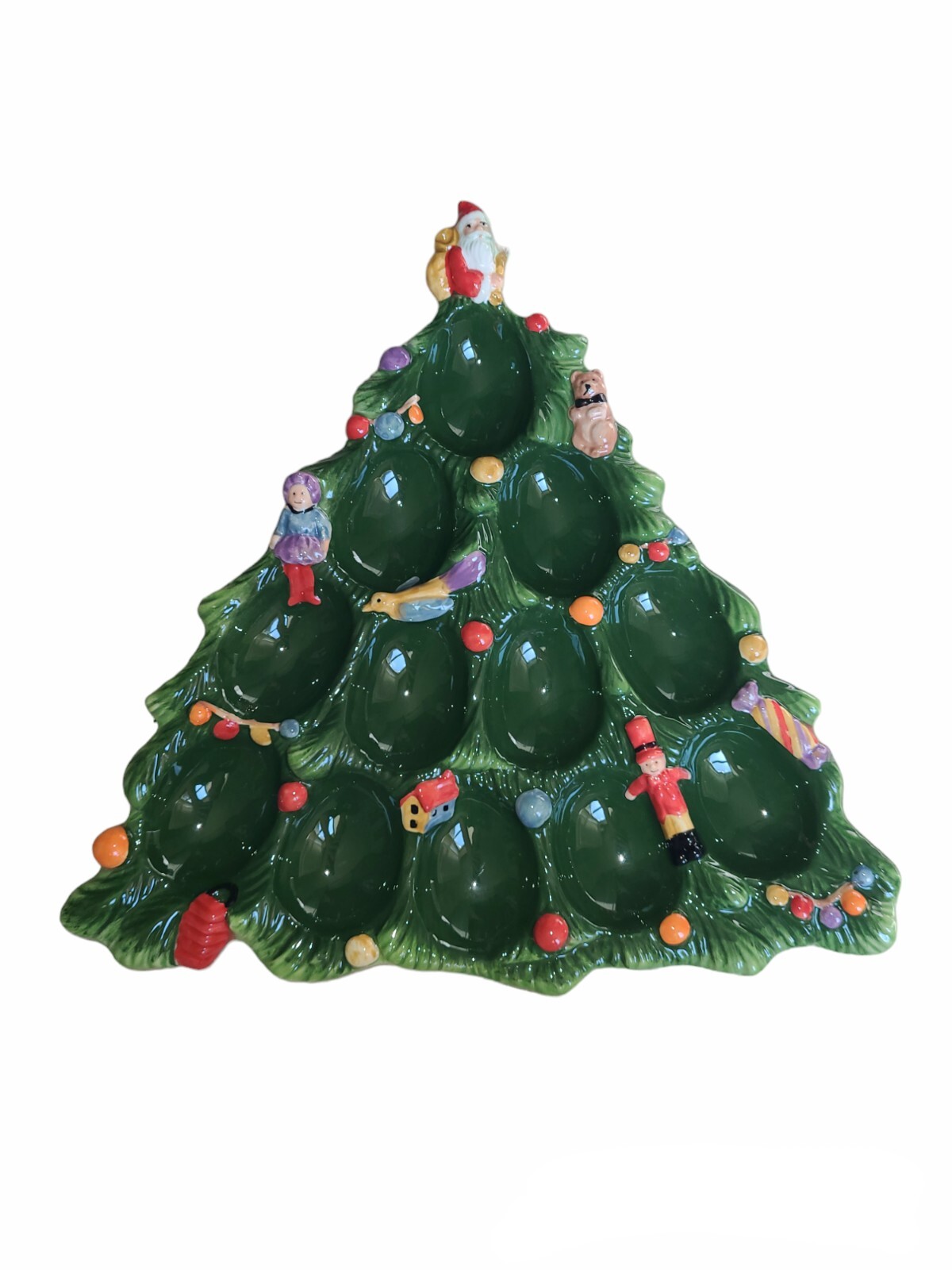 Vintage Spode Green Christmas Tree Deviled Egg Tray Dish Ceramic 12 ...