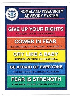 HOMELAND IN-SECURITY ADVISORY SYSTEM ALERT CHART STICKER ~ Vinyl 4" NEW ...
