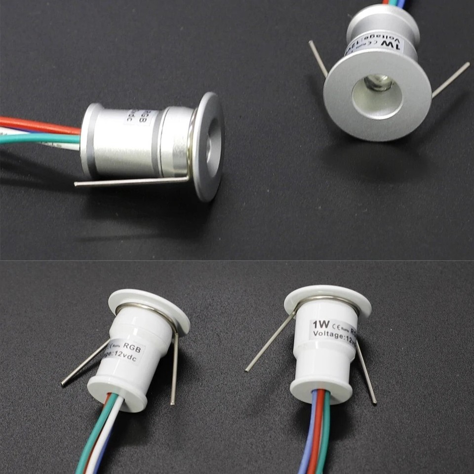 RGB Small Spot Light 1W Mini LED Spotlight 12V Dimmable 15mm Recessed ...