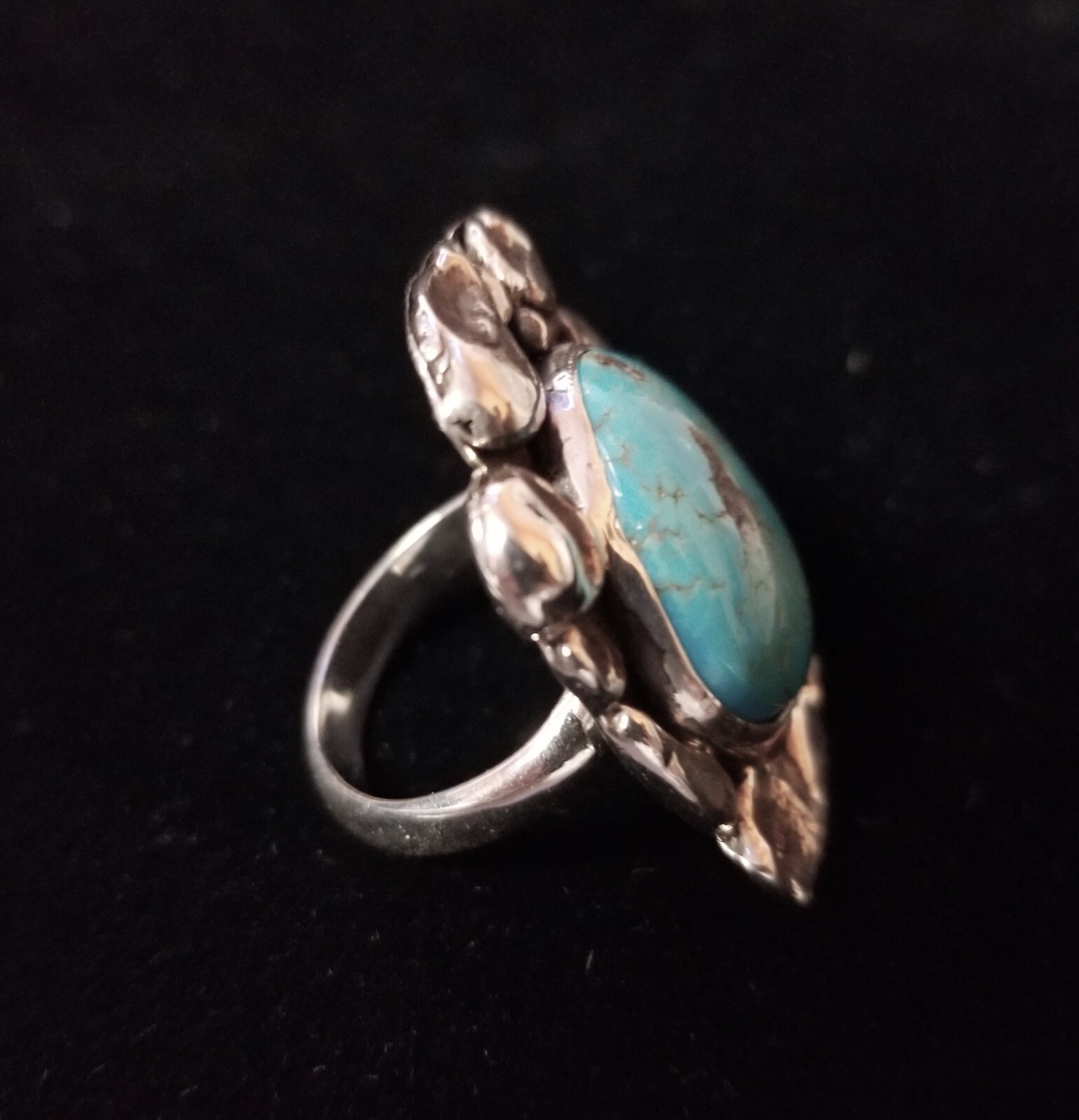 Mexico Ring Brutalist Heavy Sterling Silver 925 Turqu… - Gem