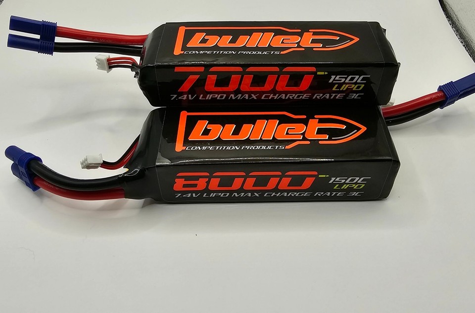 Bullet RC Drag Race 2S 150C Low IR Stick 7.4 / 7000mAh 8AWG w/EC5 ...