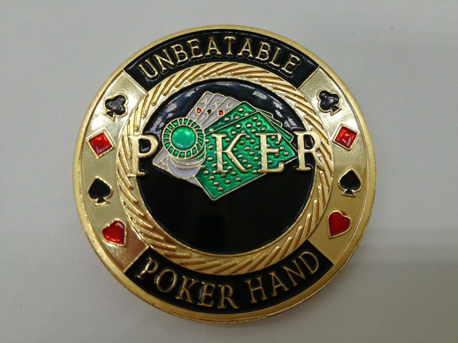 The UNBEATABLE POKER HAND Casino Poker Chip Coin Card Guard Protector ...