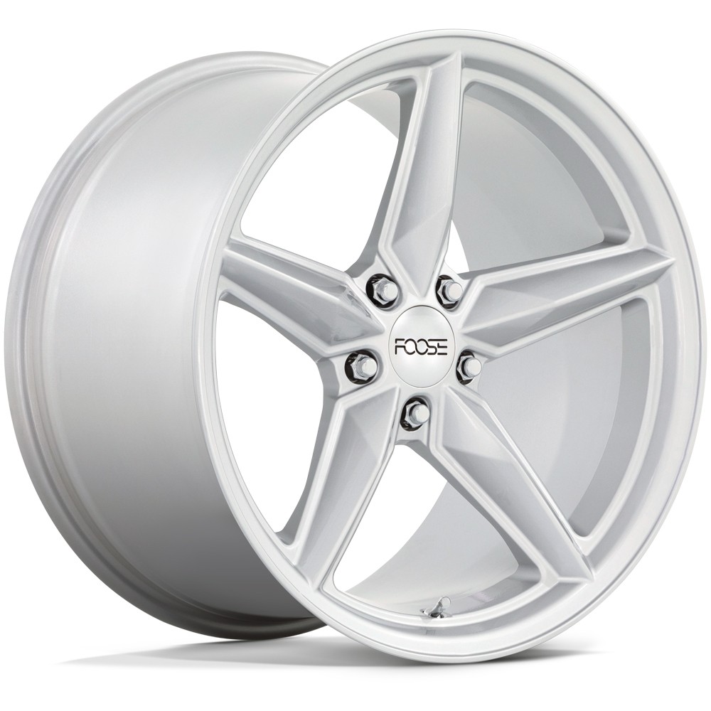 (Set of 4) Foose F174 CF8 19x9.5 5x120 +45mm Silver Wheels Rims 19 ...