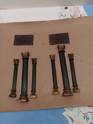 Antique Bas Relief Woman Plaque Brass Mantel Clock Column Caps Base Lot ...