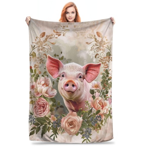 for Pig Ultra-Soft Flannel Throw Blanket - Lightweight, Warm, Cozy ...