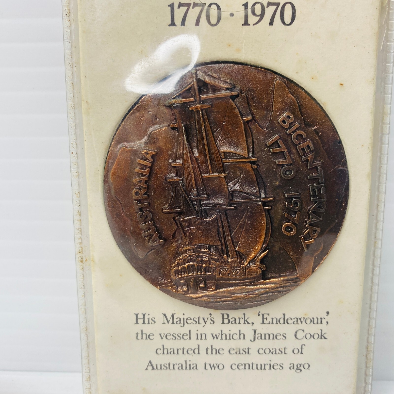 Rare Caption Cook Bicentenary 1770-1970 Commemorative Medallion ...