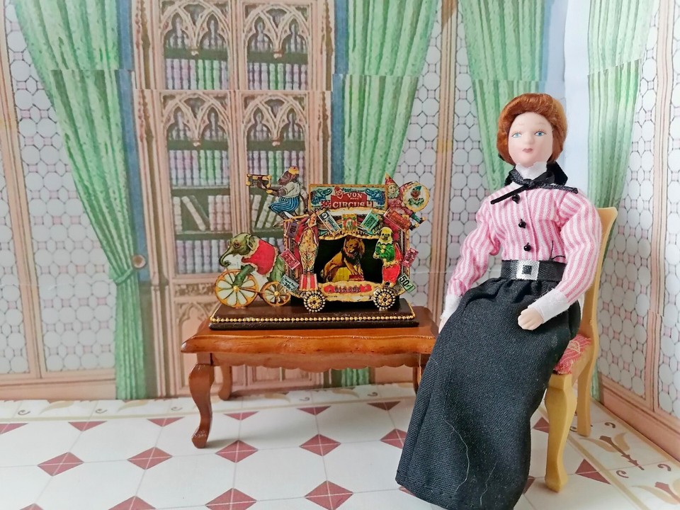 Puppet Doll Circus Wagon Cart Animals Dollhouse Miniature Scale 1:12 ...