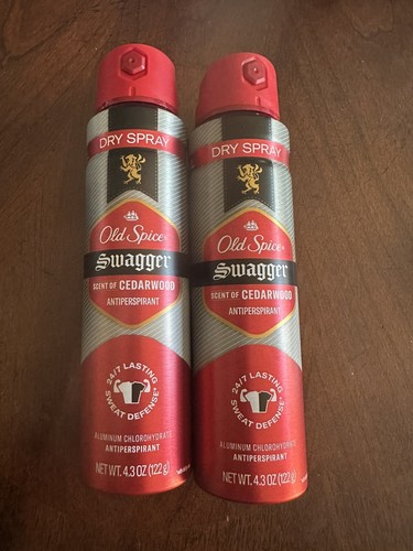 2X Old Spice Swagger Cedarwood Antiperspirant Deodorant Dry Spray 4.3oz ...
