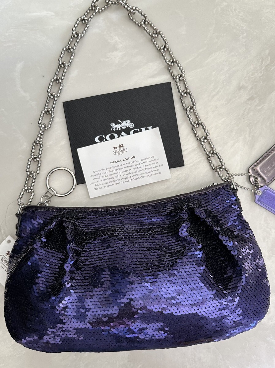 NWT COACH SPECIAL EDITION POPPY SEQUINS GRAPE SODA POUCH NWT COACH SPECIAL EDITION POPPY SEQUINS GRAPE SODA POUCH