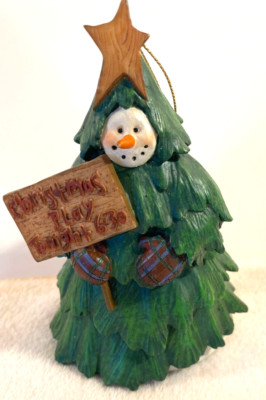 Deb Strain Raz 1999 VTG Christmas Play 6:30 Snowman Tree Ornament 5.75 ...