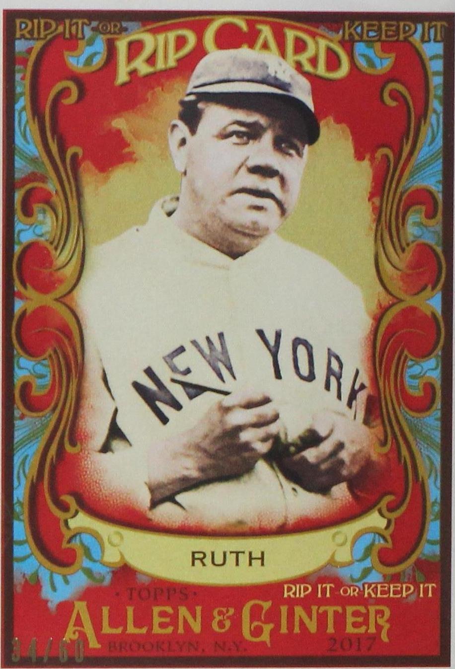 2017 Topps Allen & Ginter - Rip Cards Babe Ruth #RIP-76 Ripped /60 for ...