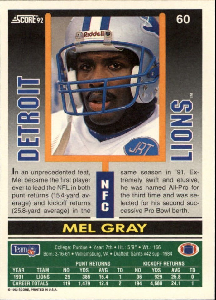 1992 Score #60 Mel Gray - NM | eBay