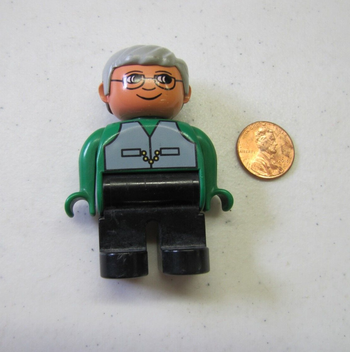 Lego Duplo Grandfather Man Pappy Grandpa 2.5" Figure Green Vest Rare ...