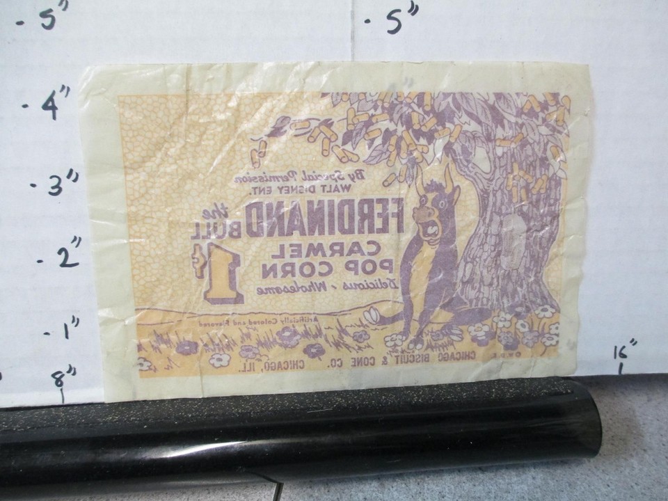 Disney WDE 1930s Ferdinand the Bull candy wrapper carmel popcorn ...
