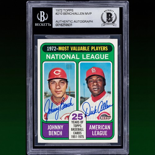 Rich Allen Johnny Bench 1975 Topps Baseball MVP Autographed Card 210 | eBay