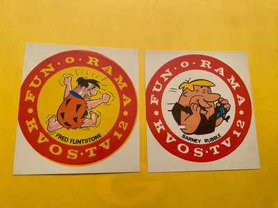 1960s fun-o-rama kvos-tv 12 rare sticker 3" x 3" fred flintstone and ...