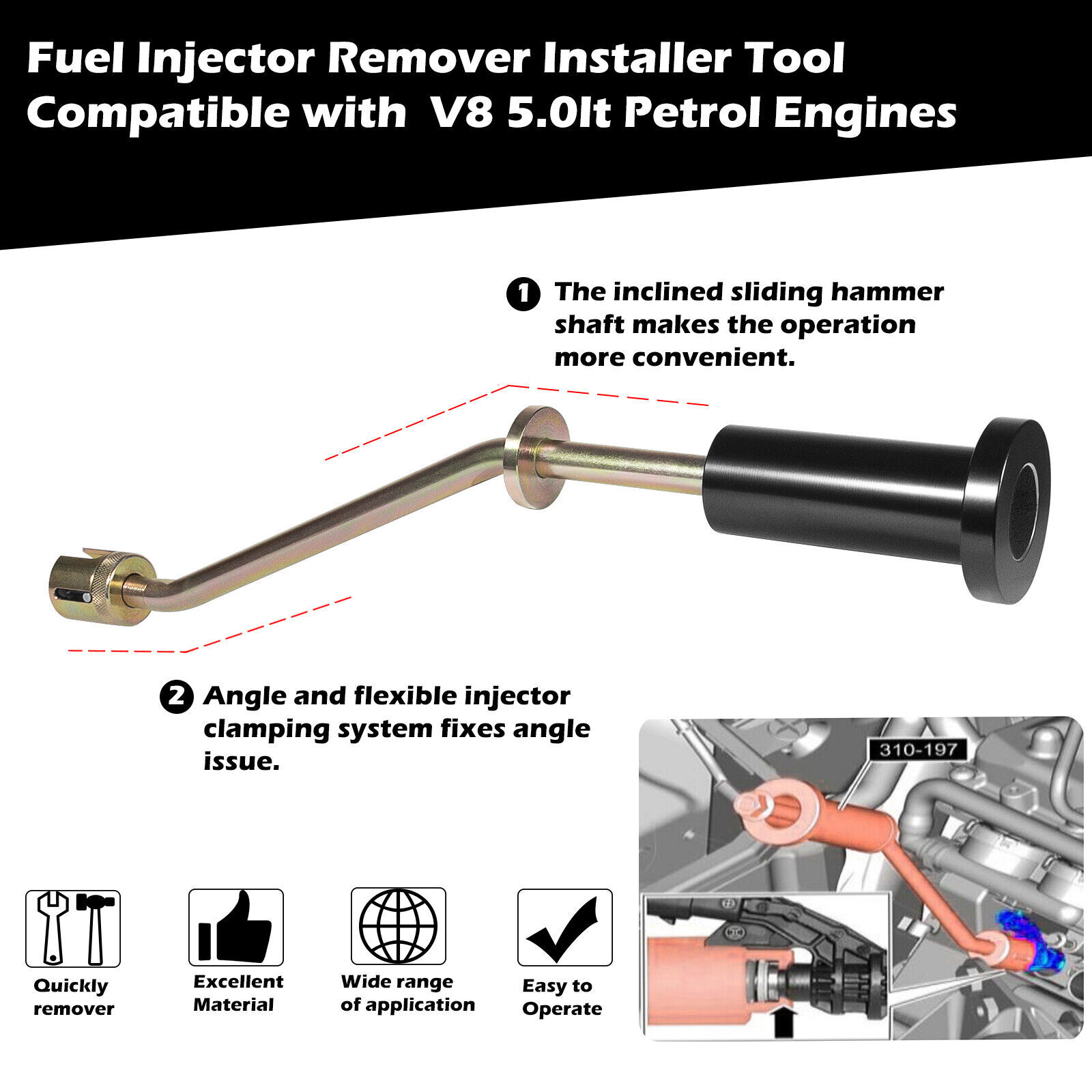 310-197 Fuel Injector Remover Installer Tool For Jaguar 3.0 & Land ...