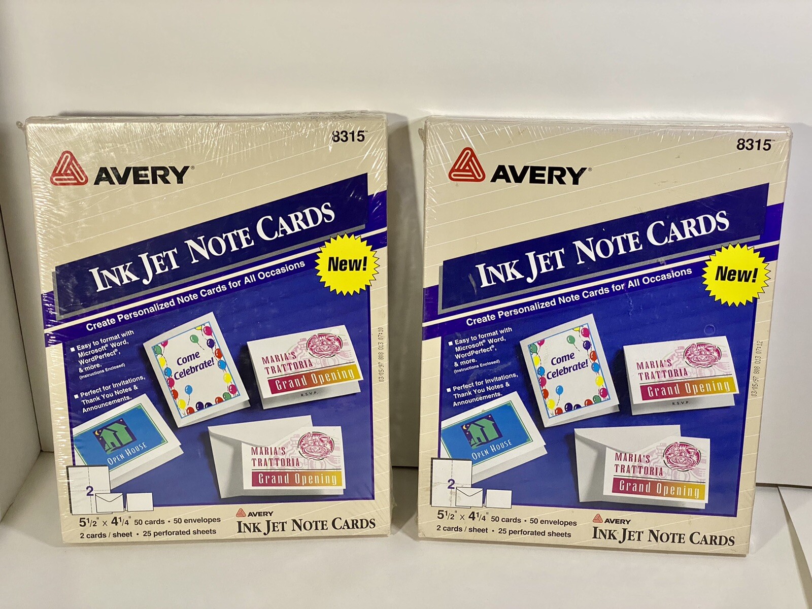 Avery 8315 Ink Jet Note Cards - Sealed in box, 100 cards with envelopes ...