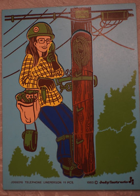 2 Vintage Judy Instructo Wooden Puzzle - Telephone Lines Person ...