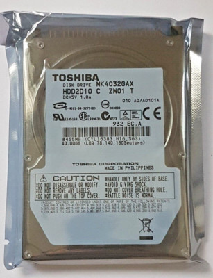 40 GB IDE Toshiba MK4032GAX P-ATA 5400RPM 8MB HDD 2.5" Internal Hard ...