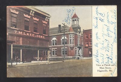 HIGGINSVILLE MISSOURI PATRICK & MAIN STREET SCENE DOWNTOWN VINTAGE ...