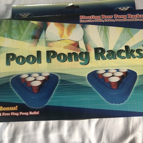 Pool Pong Rack Floating Beer Pong Set, Includes 2 Rafts and 3 Pong ...
