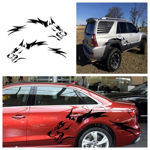 CAR SUV TRUCK Coyote Side Graphic Decal Vinyl Sticker BLACK +RED EYES ...