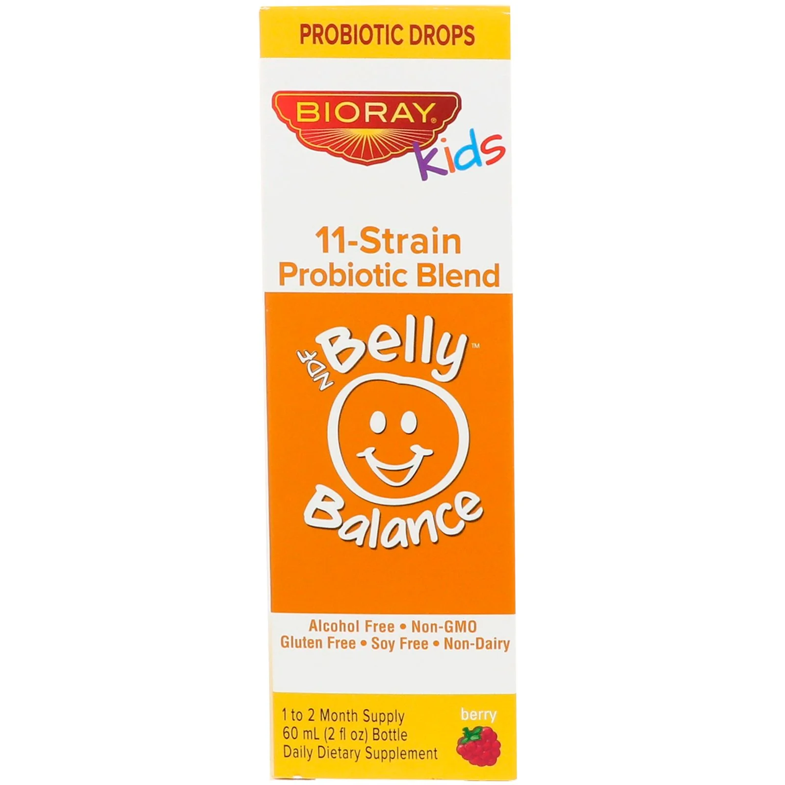 Bioray, Kids, NDF Tummy, 11-Strain Probiotic Blend, Raspberry, 2 fl oz ...