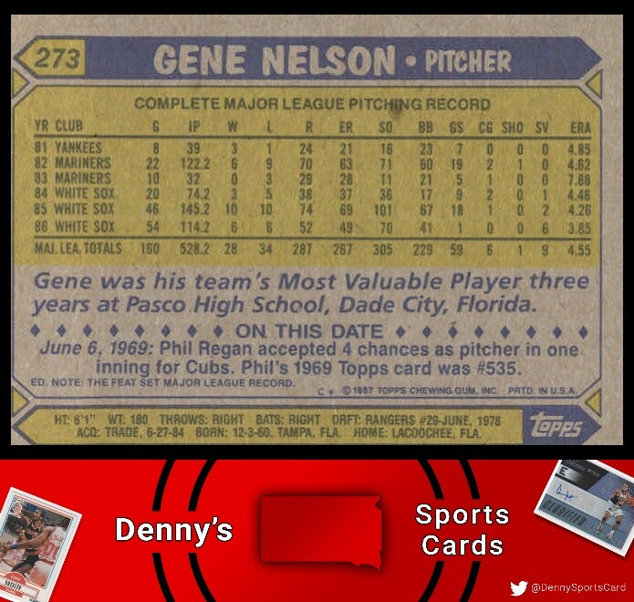 1987 Topps #273 Gene Nelson Chicago White Sox Baseball Card | eBay
