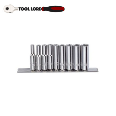 Sidchrome 9 Pce 1/4” Drive AF / Imperial Deep Socket Set 3/16" - 1/2 ...