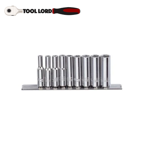 Sidchrome 9 Pce 1/4” Drive AF / Imperial Deep Socket Set 3/16" - 1/2 ...