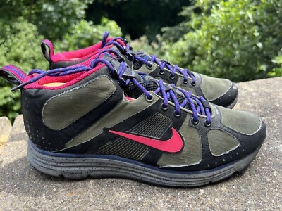 NIKE Lunar Elite Trial Mid Black Green Pink UK8 EU42.5 2013 | eBay UK