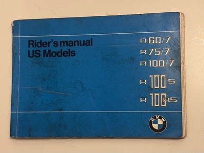 BMW Riders Owners Manual Book R60/7 R75/7 R100/7 R100s R100rs | eBay