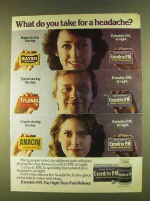 1980 Excedrin P.M. Pain Reliever Ad - For a Headache | eBay