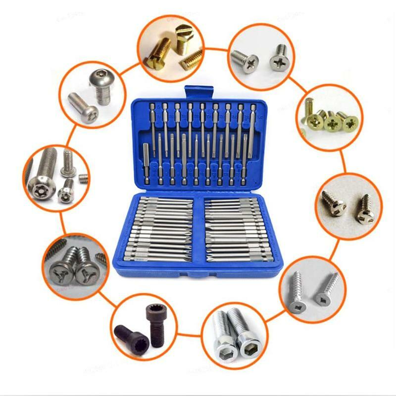 50Pcs Security Bit Screwdriver Bit Set Torx Star Pozi Hex Tamper Proof ...
