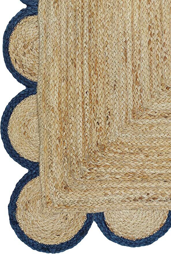 Rug Scallop Hallway Carpet 100% Natural Jute Hand Braided Farmhouse ...